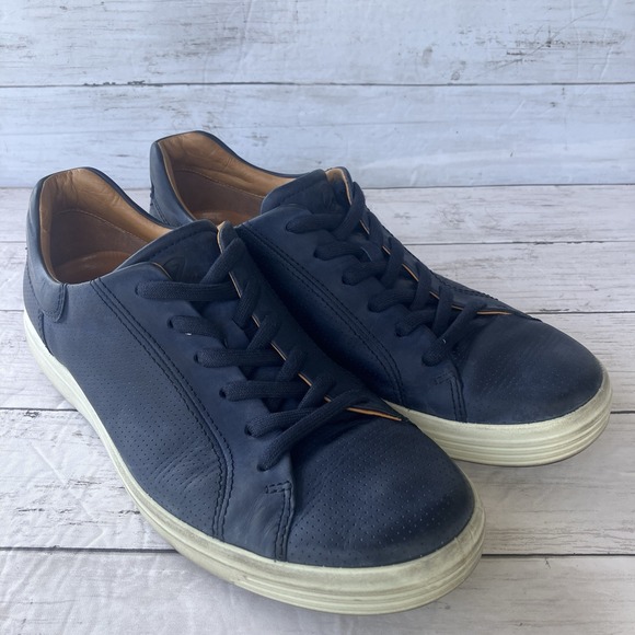 Ecco | Shoes | Ecco Shoes Mens 44 5 Blue Leather Lace Up Casual Navy ...